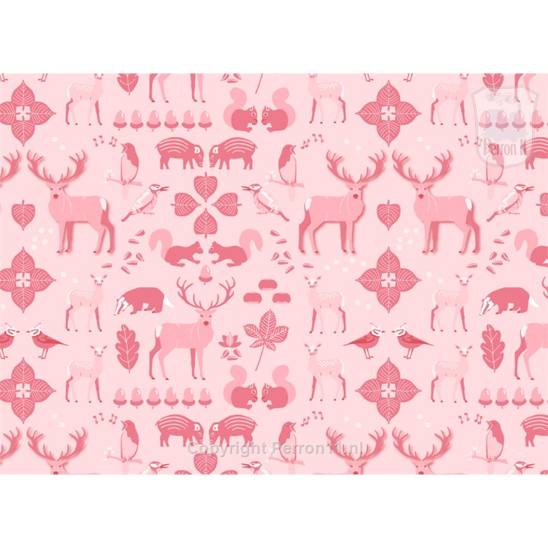 Behang Bos met hertjes oud roze