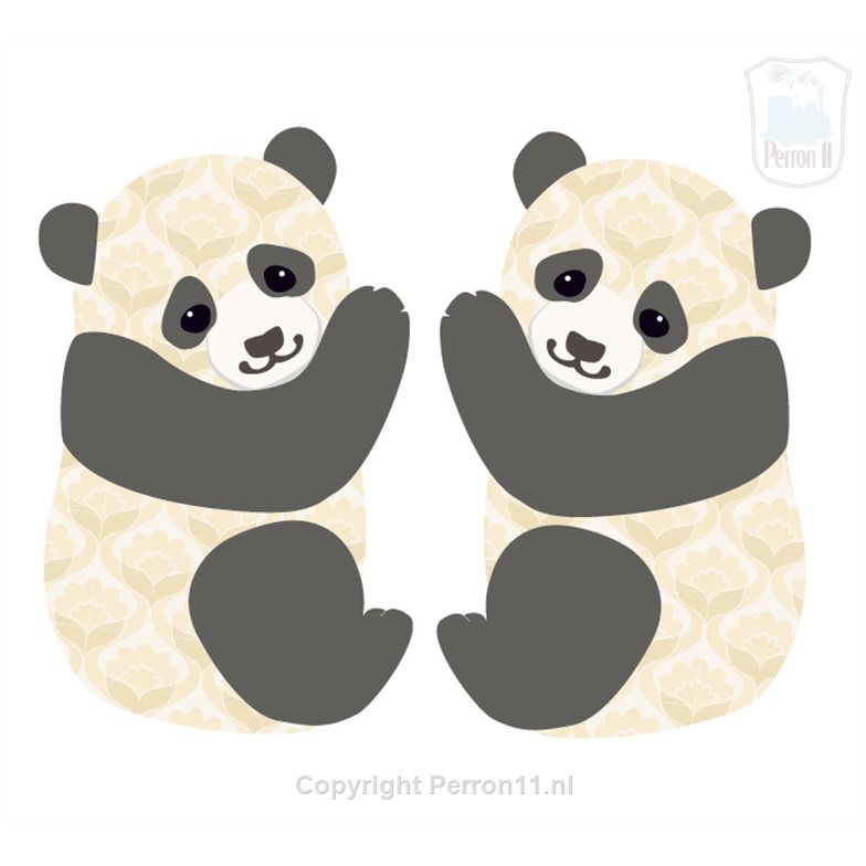 Muursticker set panda tweeling