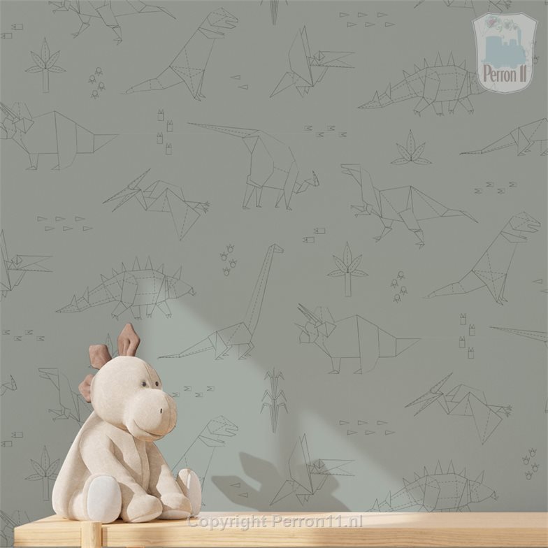 Behang Dinosaurus Origami